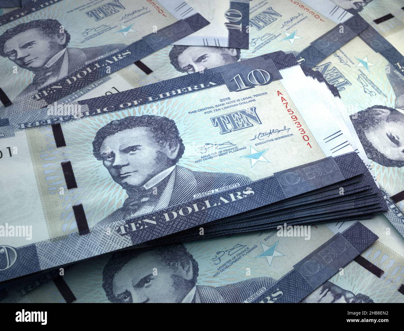 Money of Liberia. Dollar bills. LRD banknotes. 10 English. Business ...