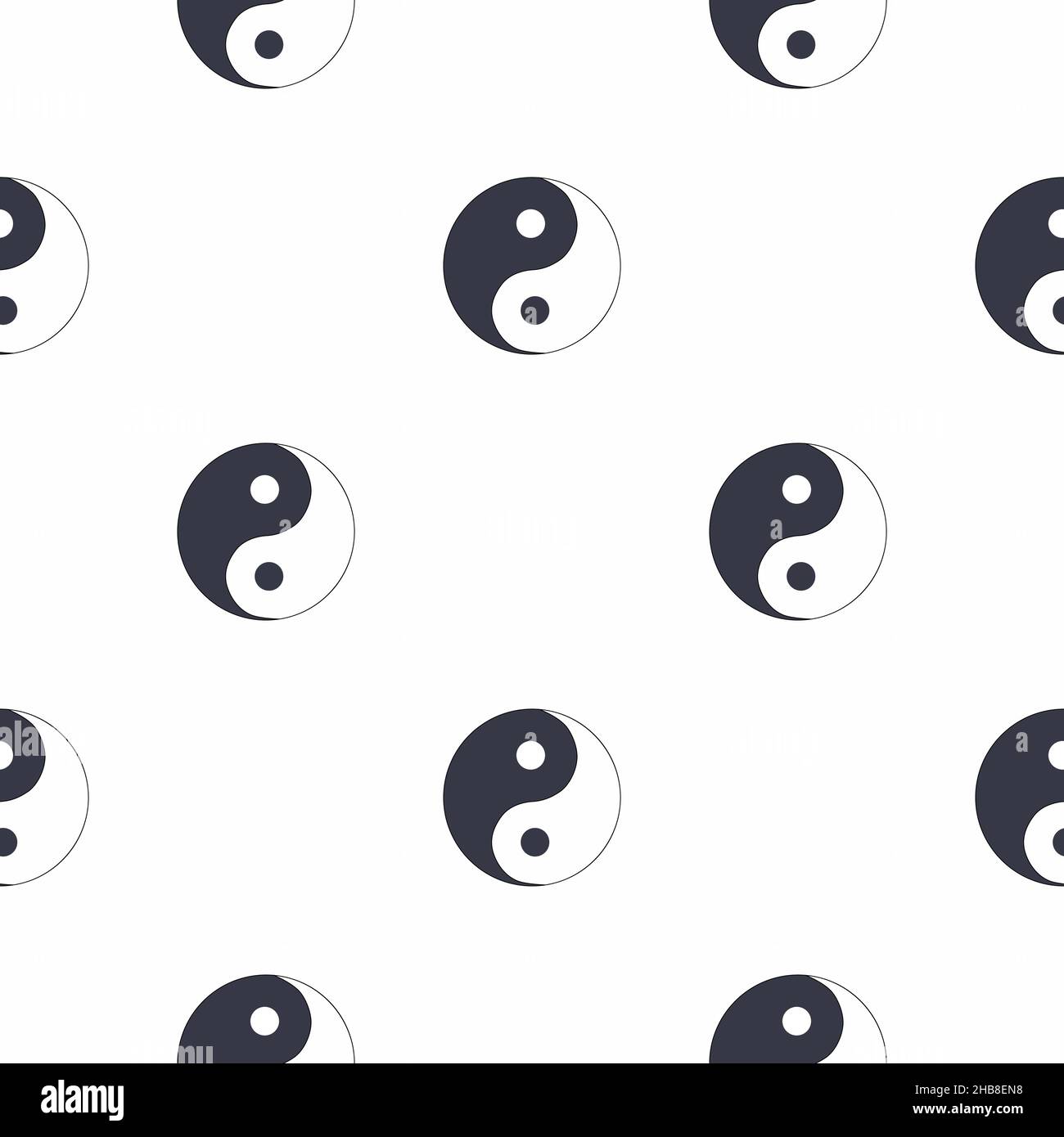 Chinese symbols seamless pattern. the coin with hieroglyphs, yin-yang ...