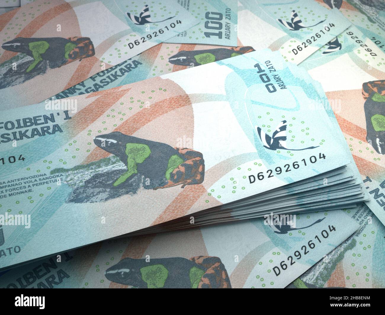 Money of Madagascar. Malagasy ariary bills. MGA banknotes. 100 ariary ...