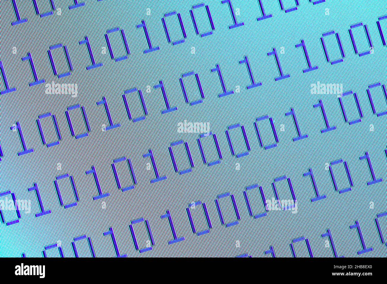 Close-up of pixelated binary numbers on computer screen Stock Photo - Alamy