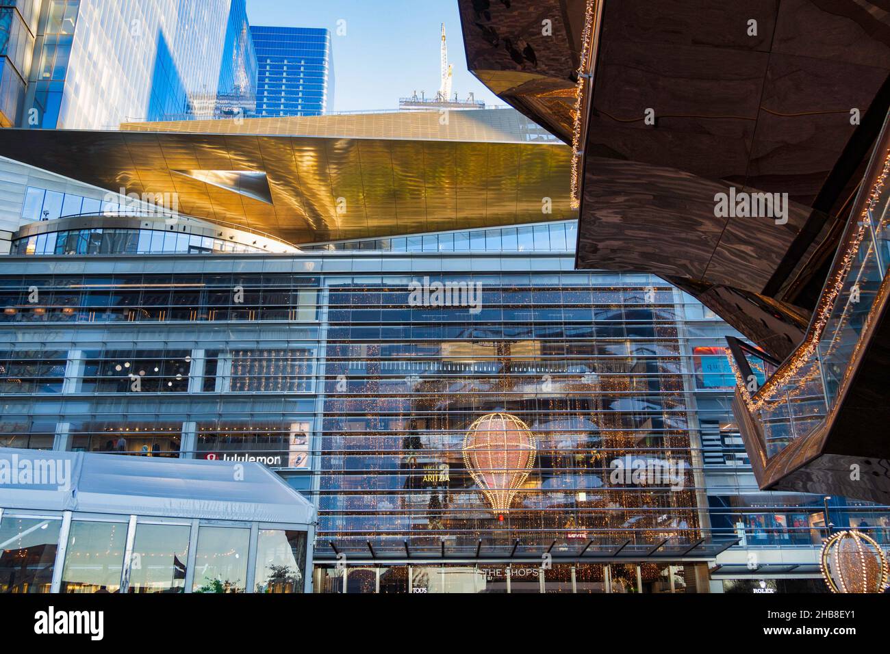 Shine Bright light display during the holiday season in The Shops at Hudson Yards, New York City ...