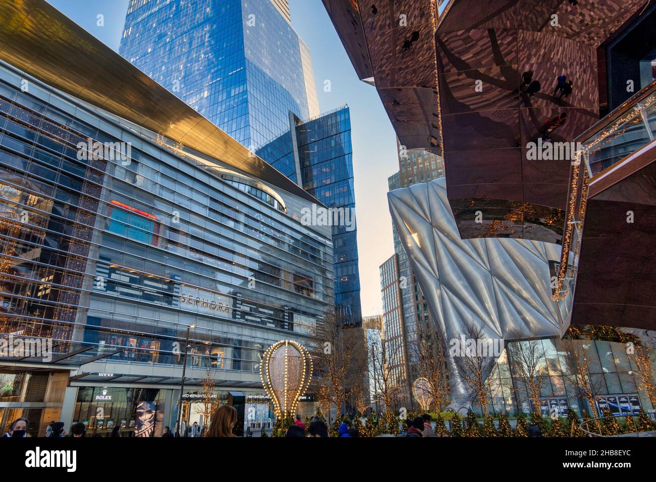 Shine Bright light display during the holiday season in The Shops at Hudson Yards, New York City ...