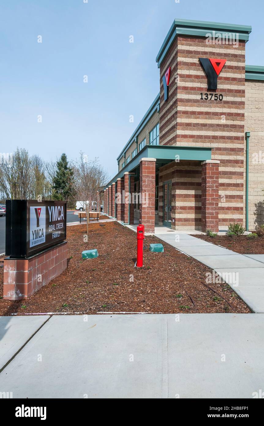 The YMCA and marquee sign in Newcastle, Washington Stock Photo - Alamy