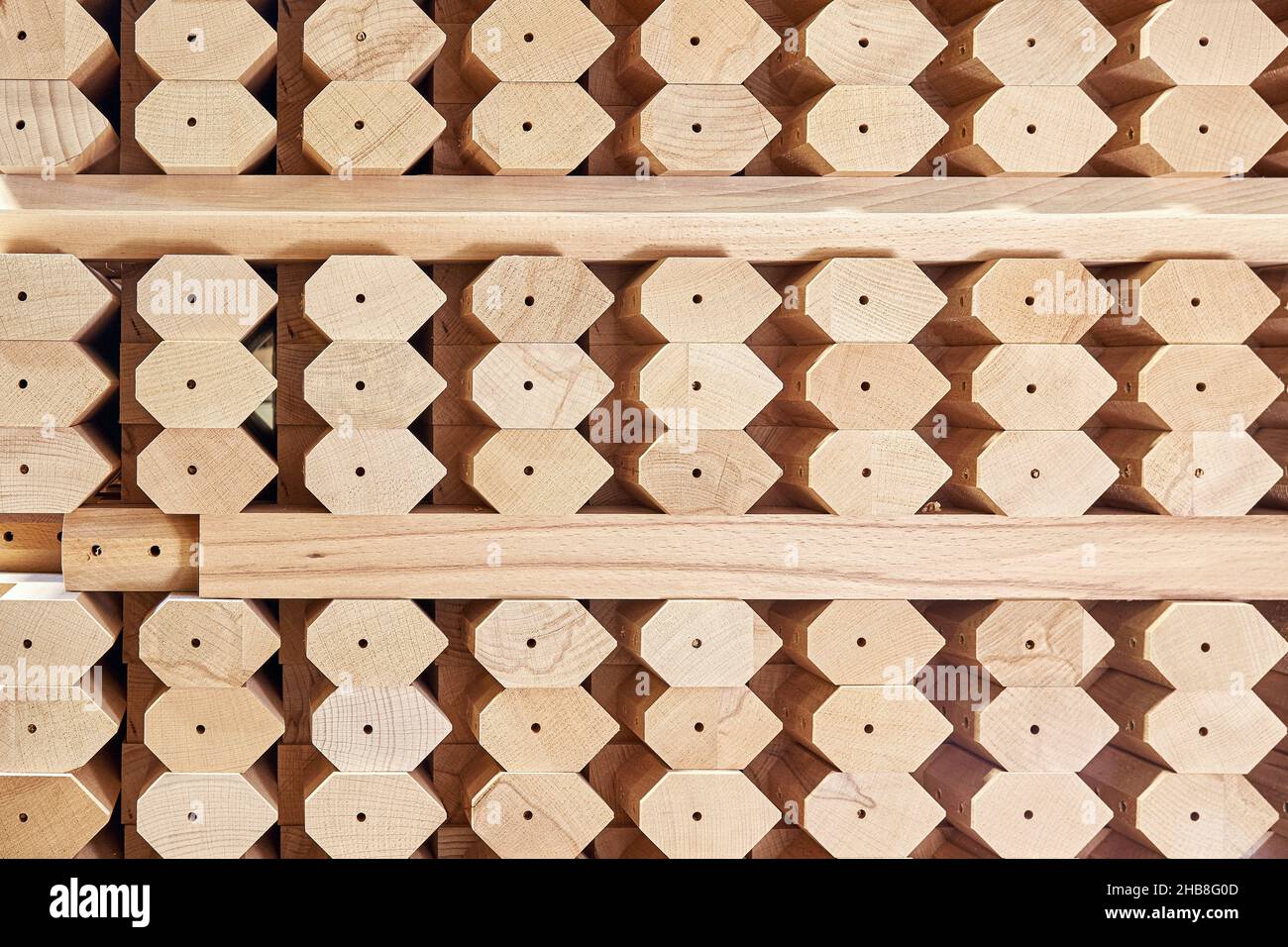 Huge stack of simple tables legs made of solid beechwood material ...