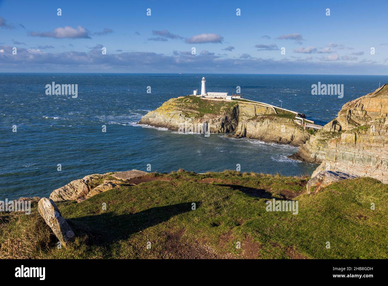 The South Stack Lighthouse near Holyhead on the coast of Holy Island ...