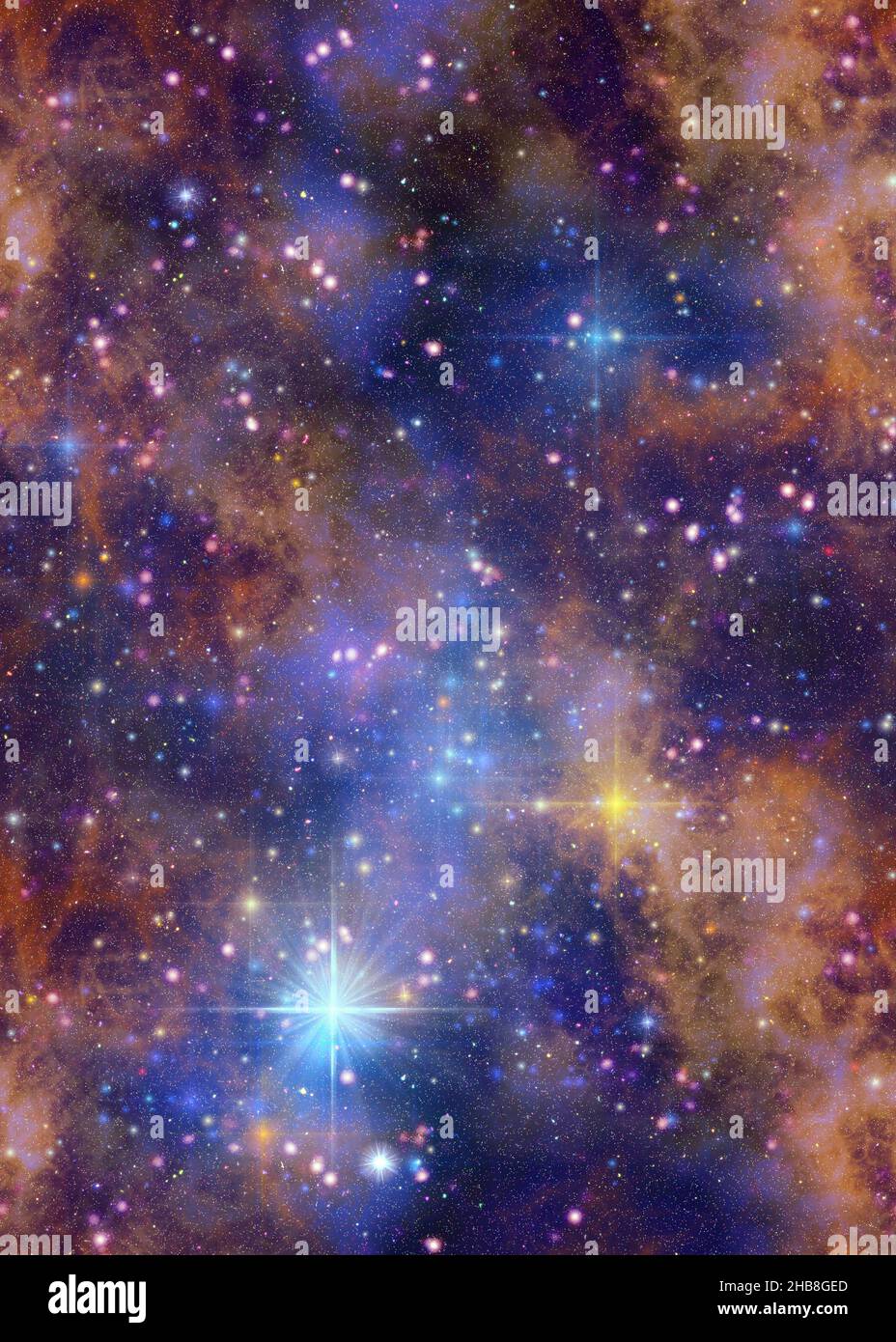 Abstract starry space and nebula clouds, 3d illustration Stock Photo ...