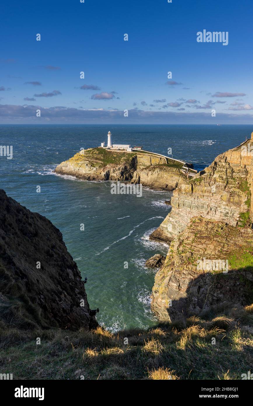 The South Stack Lighthouse near Holyhead on the coast of Holy Island ...