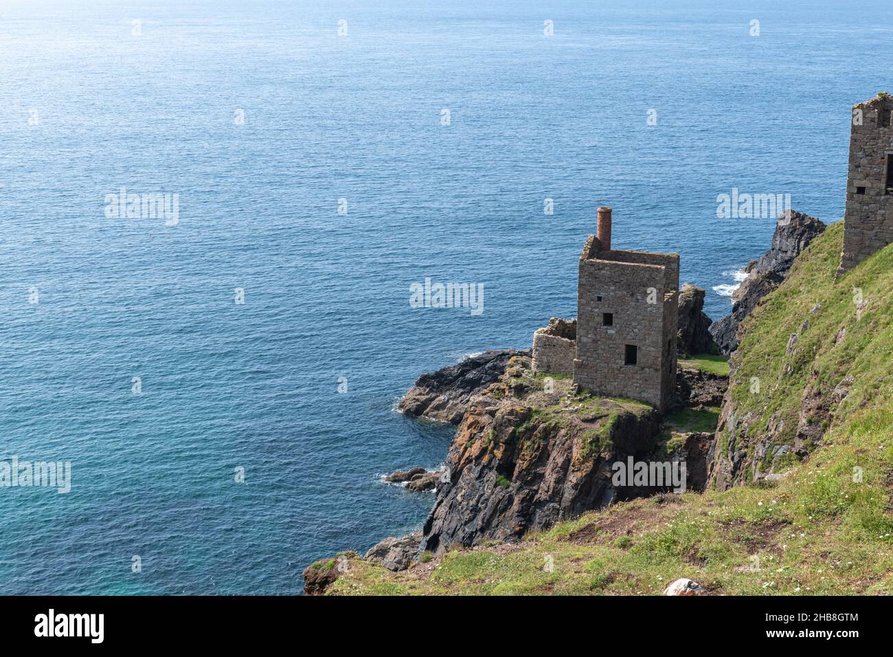 The engine houses at The Crown Mines at Botallack mine in Cornwall ...