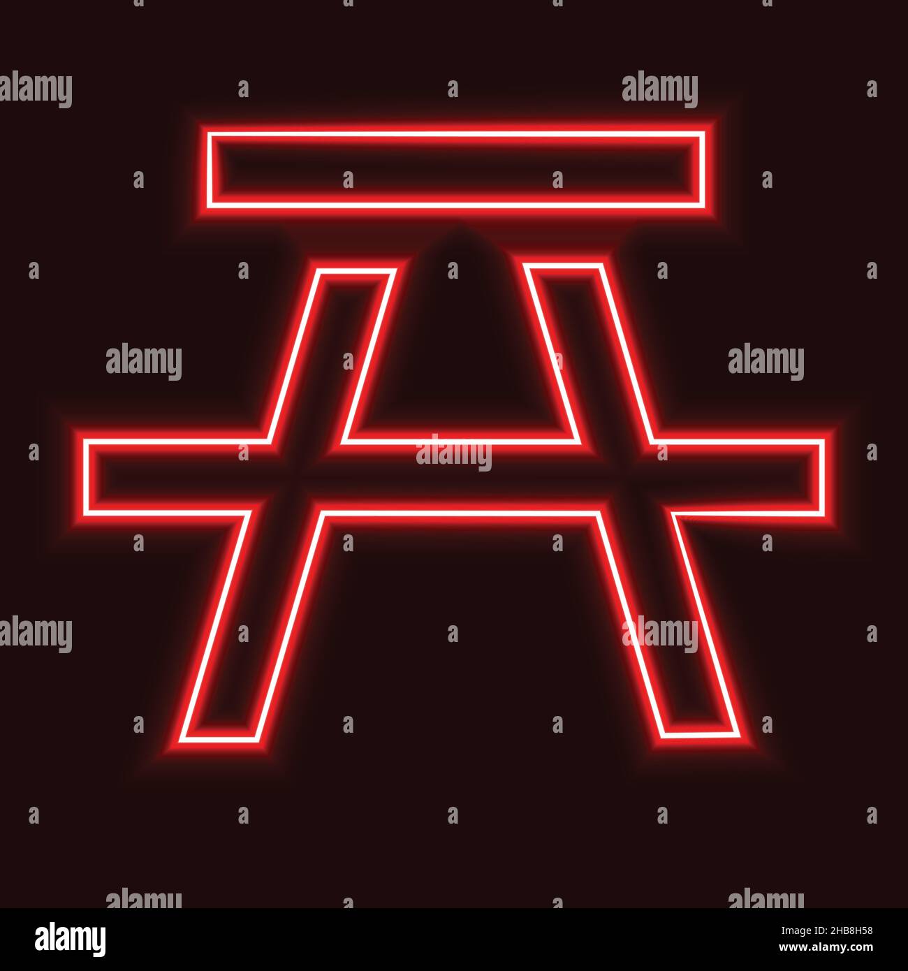 Rest area sign icon design with neon light. night show signal vector ...