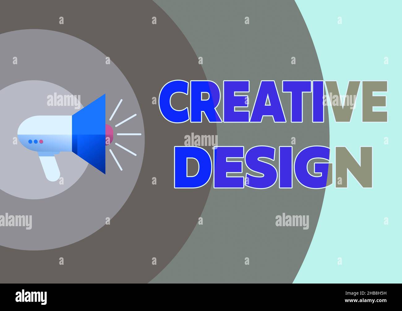 Text caption presenting Creative Design. Word Written on a visual ...