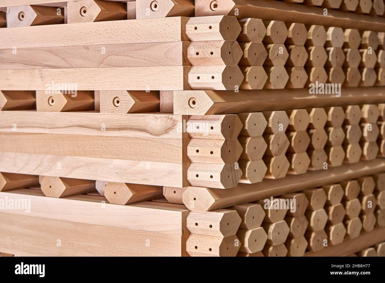 Huge stack of simple tables legs made of solid beechwood material ...