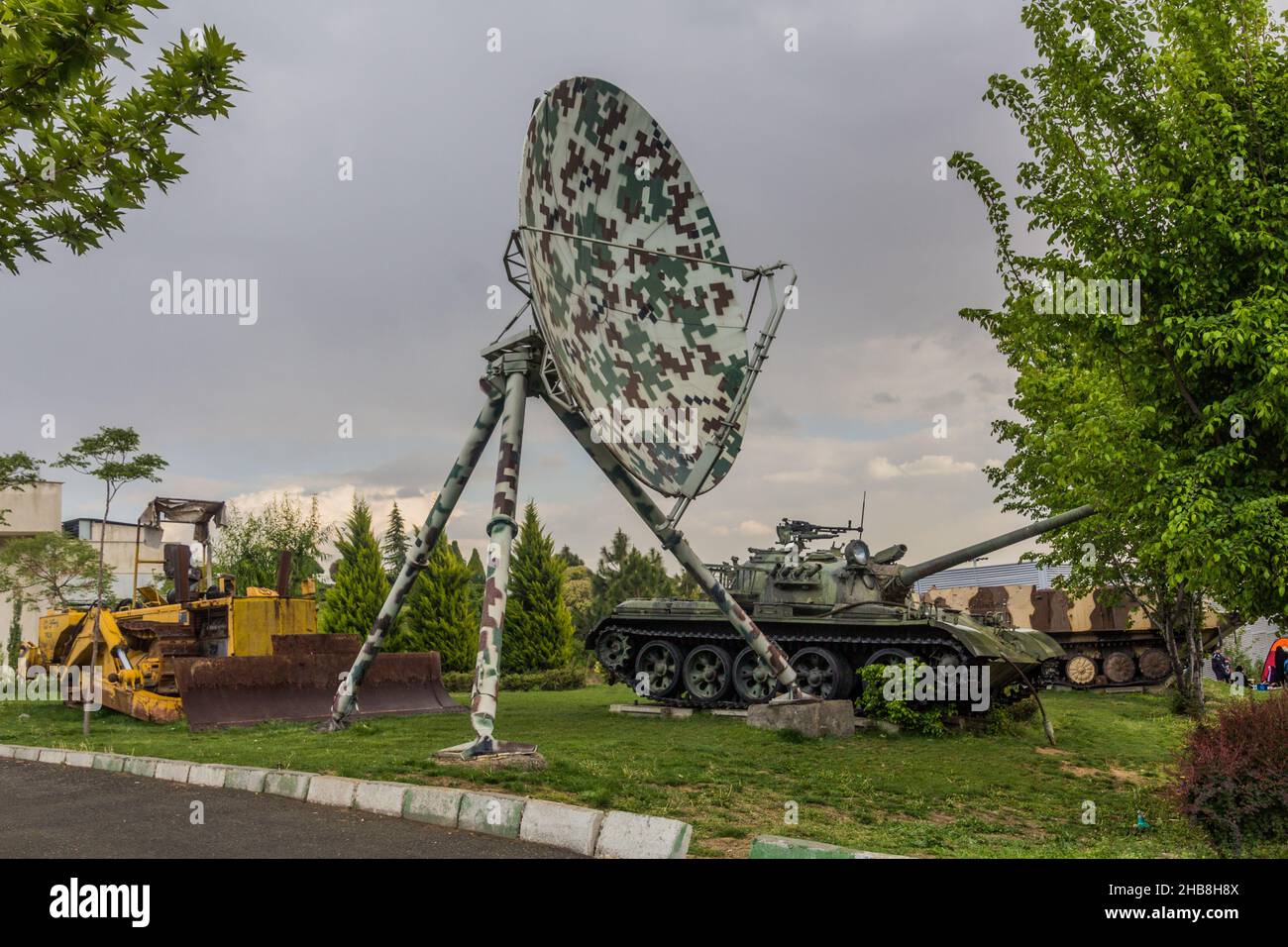 TEHRAN, IRAN - APRIL 14, 2018: Military exhibits at the Holy Defense ...