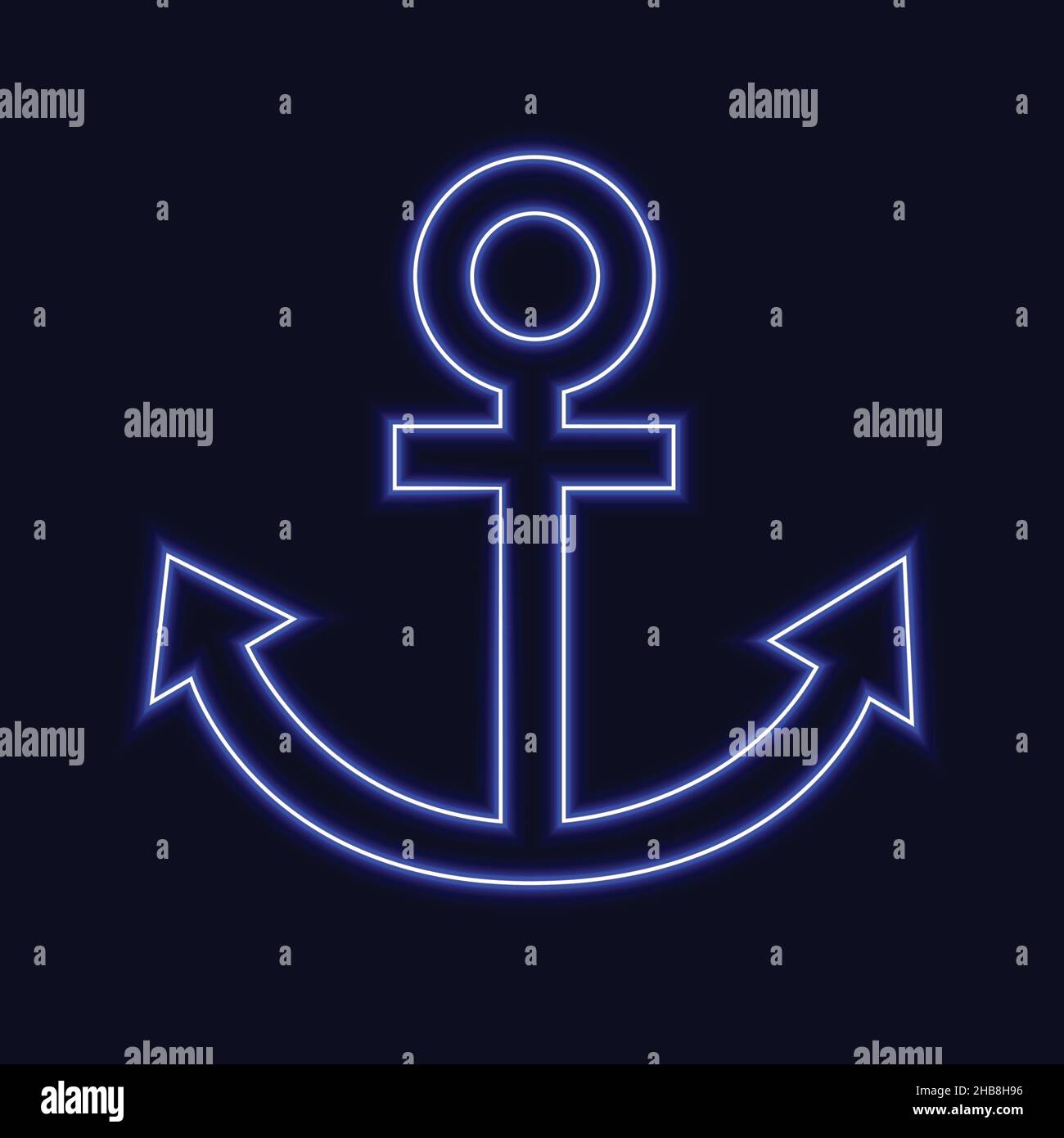 Marine Anchor emblem with neon light. Anchor logo vector illustration ...