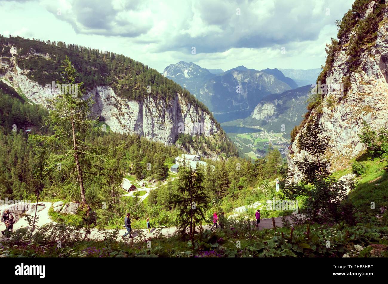 OBERTRAUN, AUSTRIA - Jul 18, 2019: A shot of people walking on a ...