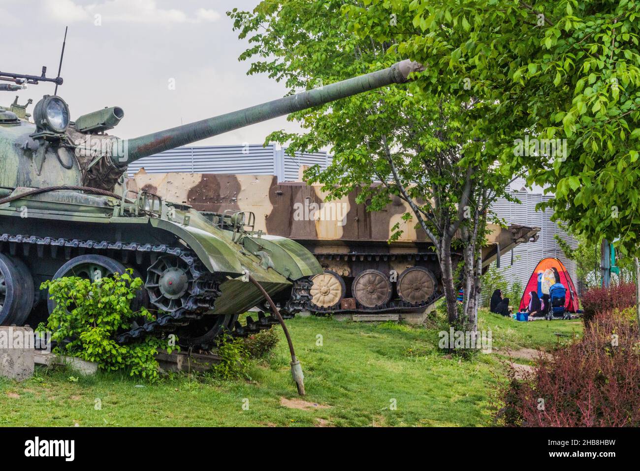 TEHRAN, IRAN - APRIL 14, 2018: Military exhibits at the Holy Defense ...