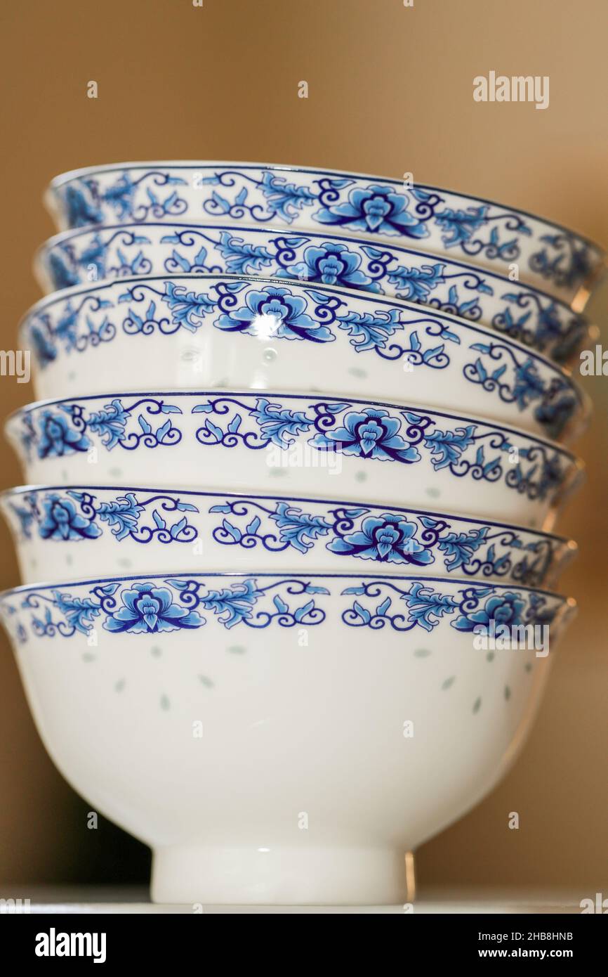 Chinese food ceramic tableware blue and white porcelain bowl - Image ...