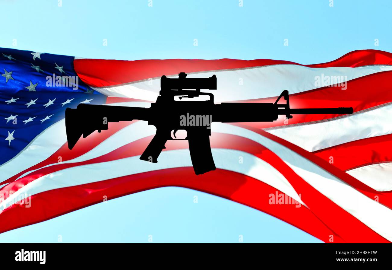 AR-15 rifle against American flag Stock Photo - Alamy