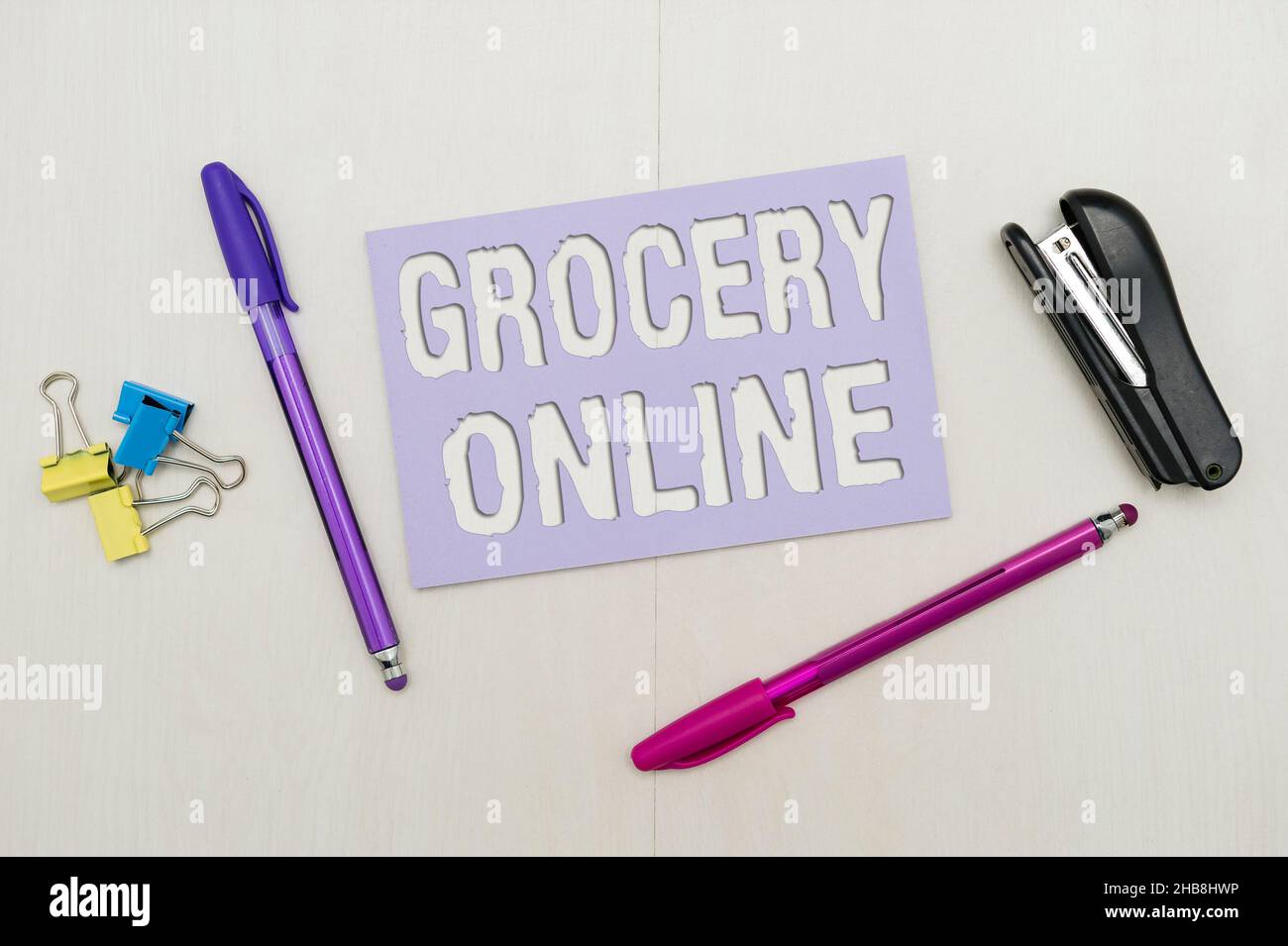 Text caption presenting Grocery Online. Concept meaning digital version ...