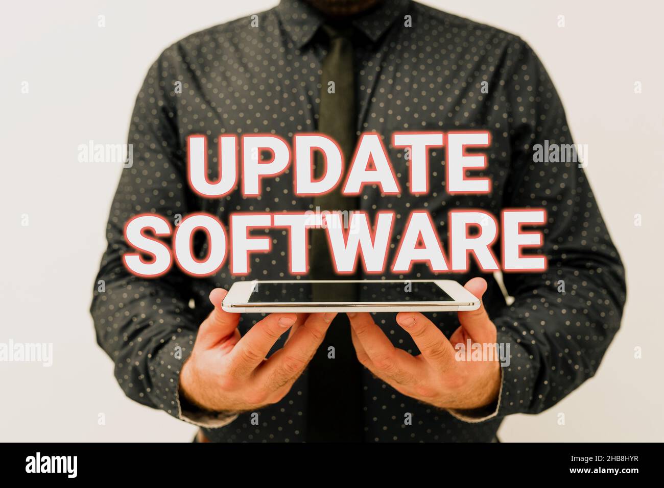 Conceptual display Update Software. Word Written on replacing program with a newer version of ...