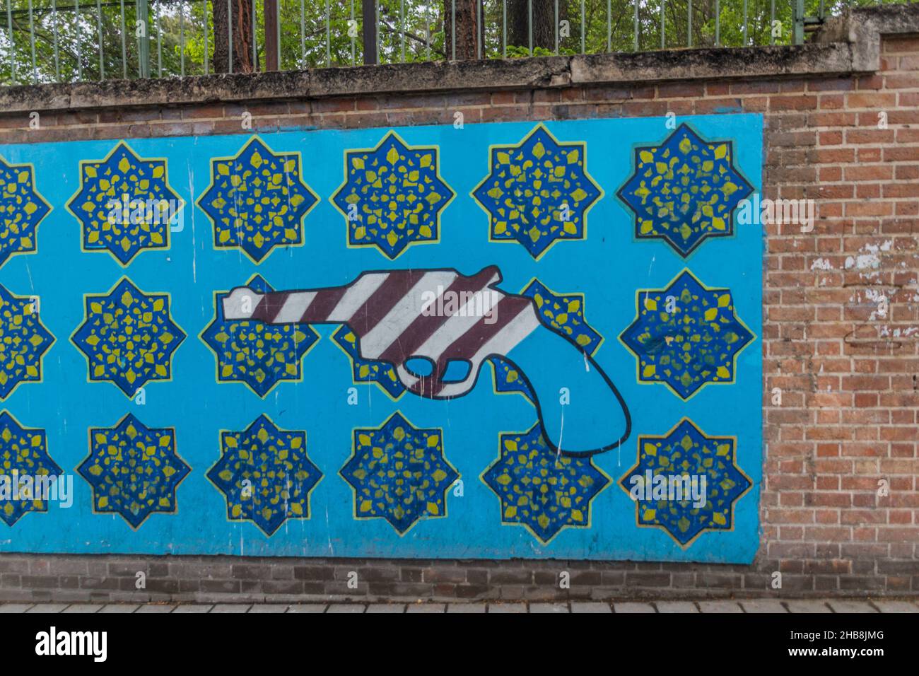 TEHRAN, IRAN - APRIL 15, 2018: Propaganda painting at the former US ...