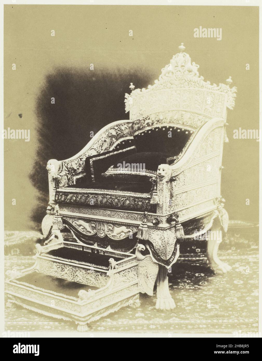 Ivory throne from India exhibited at the Great Exhibition of the Works ...
