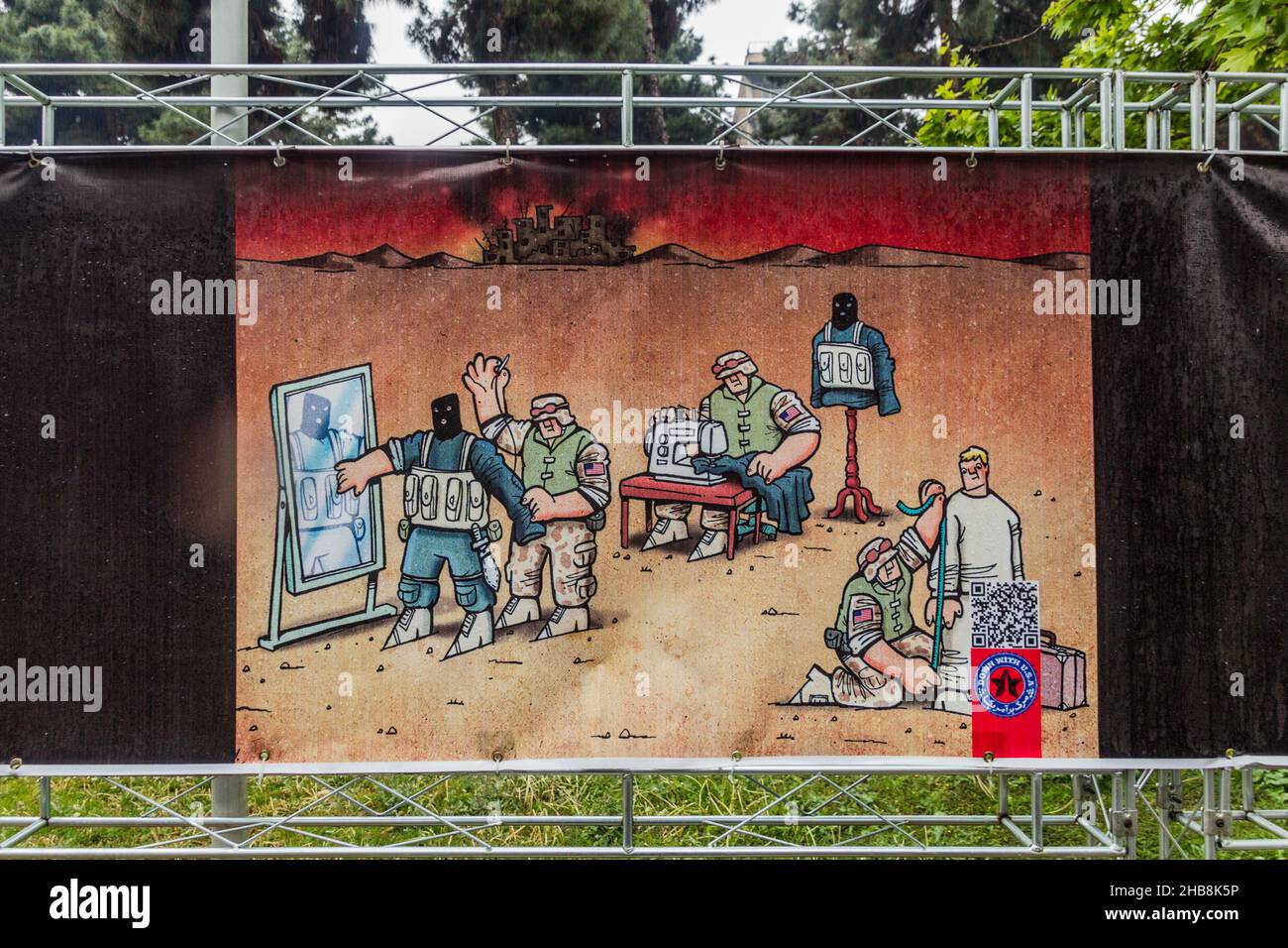 TEHRAN, IRAN - APRIL 16, 2018: Propaganda poster at the former US ...