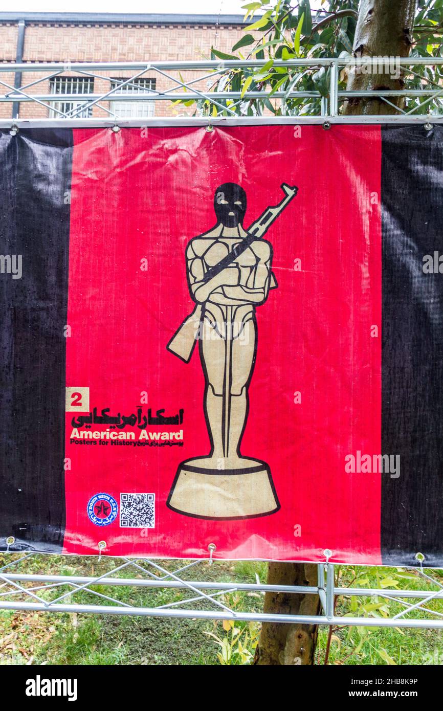 TEHRAN, IRAN - APRIL 16, 2018: Propaganda poster at the former US ...