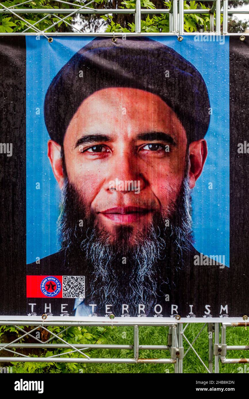TEHRAN, IRAN - APRIL 16, 2018: Propaganda poster at the former US ...