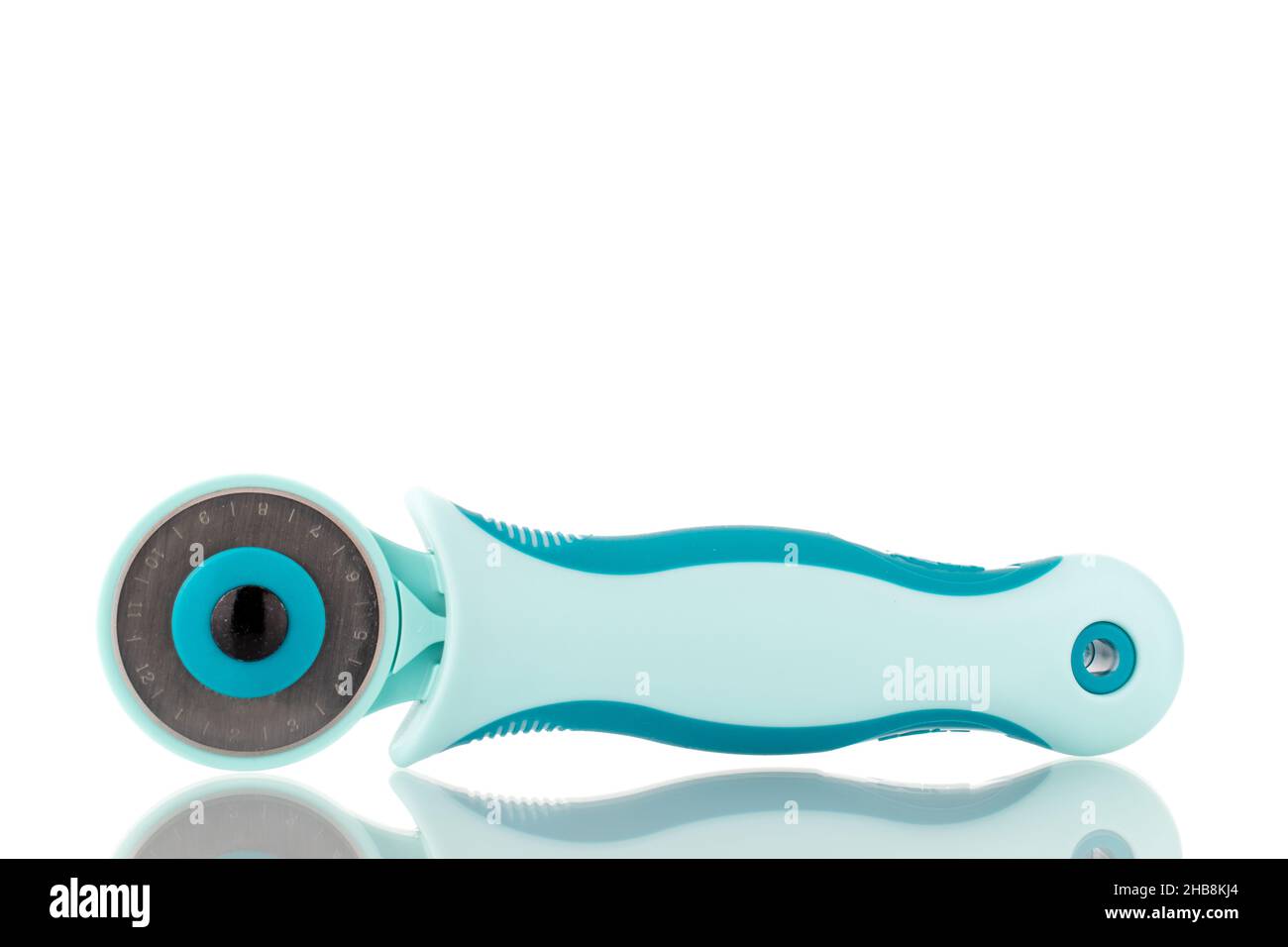 One rotating knife for a seamstress, close-up, isolated on white Stock ...