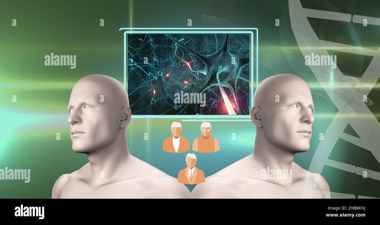 Two human head models and digital interface with medical data ...