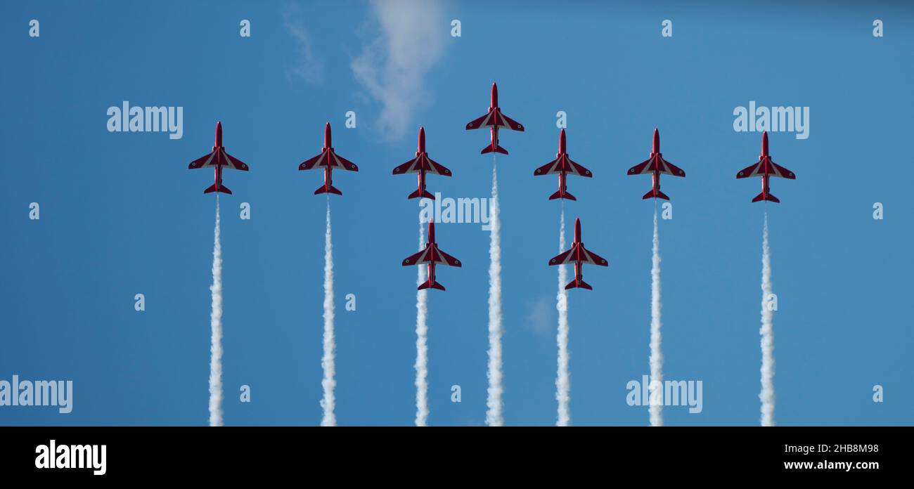 Red Arrows formation flight Stock Photo - Alamy