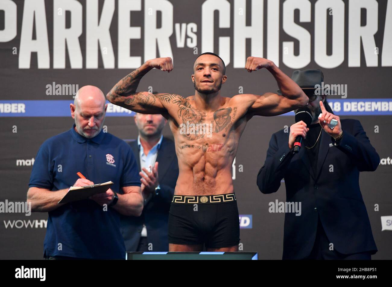 Zelfa Barrett during a weigh in at the Albert Hall, Manchester. Picture ...