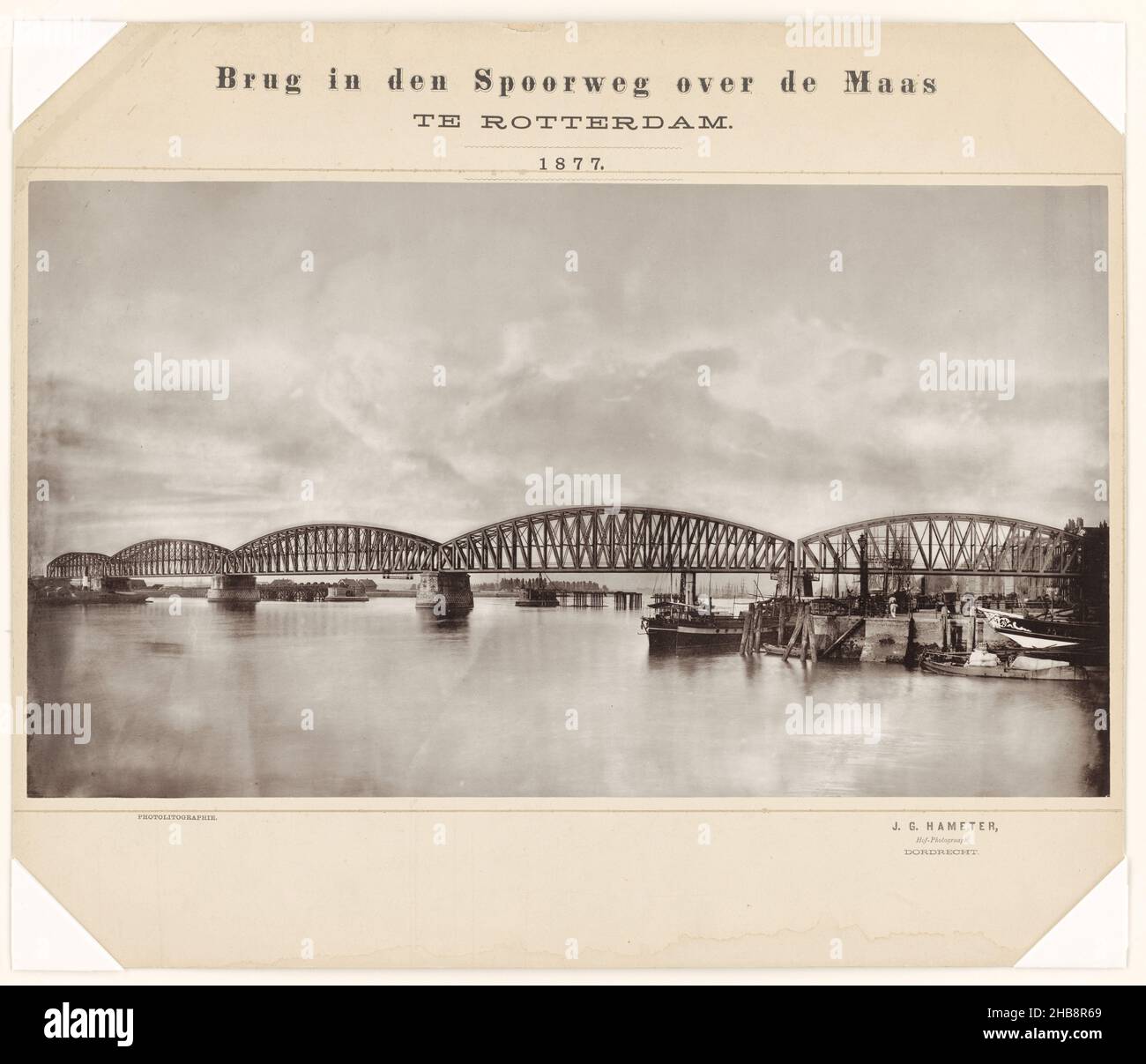 Railway bridge over the Maas at Rotterdam, seen from the Old Main ...