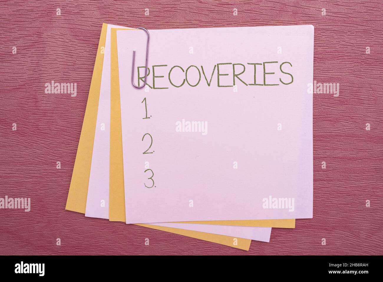 Handwriting text Recoveries. Business overview process of regaining ...