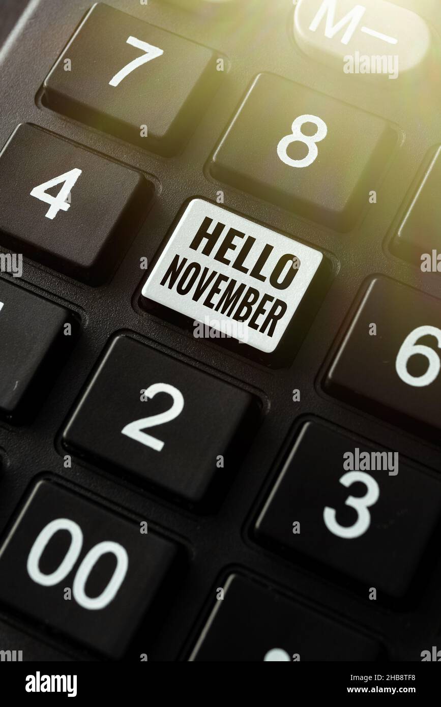 Text showing inspiration Hello November. Business concept greeting used ...