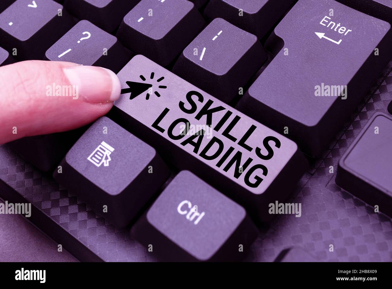 Conceptual caption Skills Loading. Business overview points out the degree of difficulty when ...