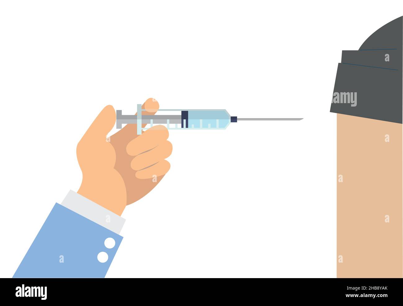 Hand holding syringe with vaccine, symbol of the profession of a doctor ...