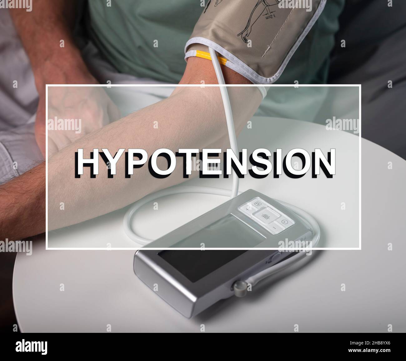 Hypotension word, low blood pressure concept Stock Photo - Alamy
