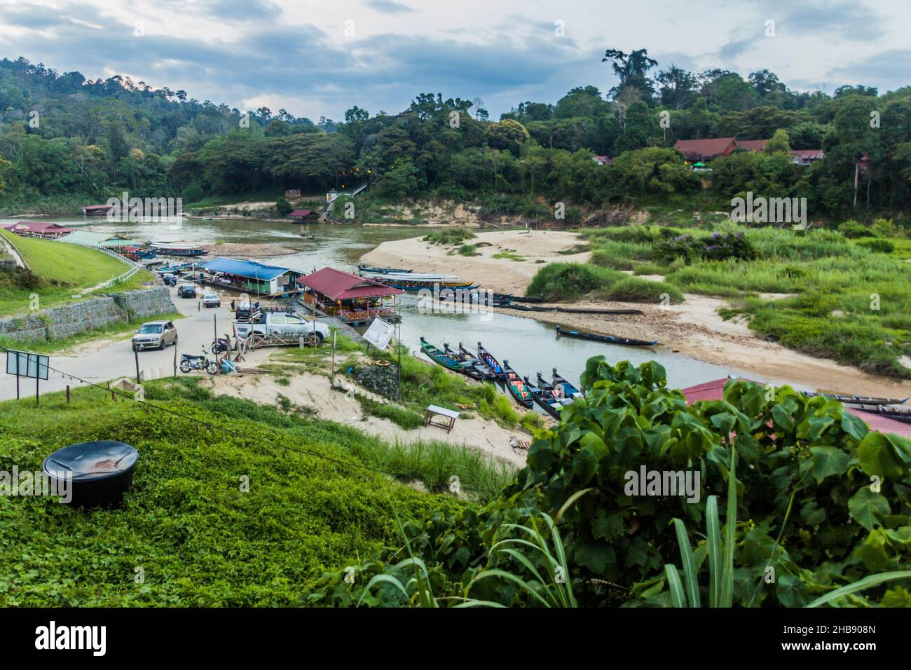 View of Tembeling river in Kuala Tahan village, Taman Negara national ...