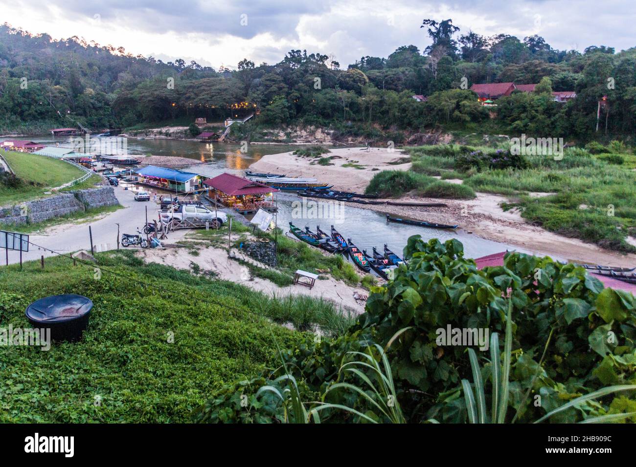View of Tembeling river in Kuala Tahan village, Taman Negara national ...