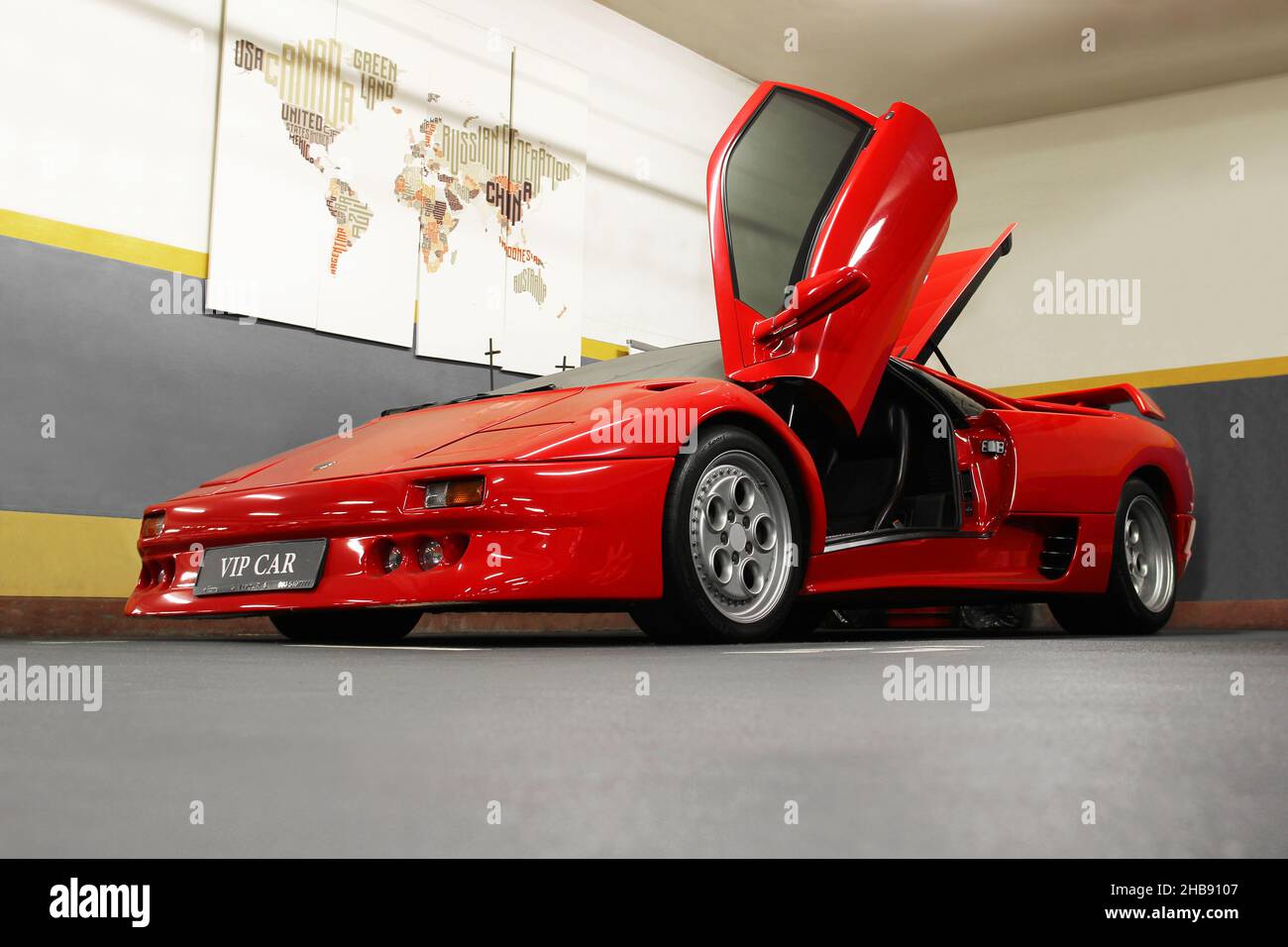 Kiev, Ukraine - May 22, 2021: Red luxury supercar Lamborghini Diablo ...