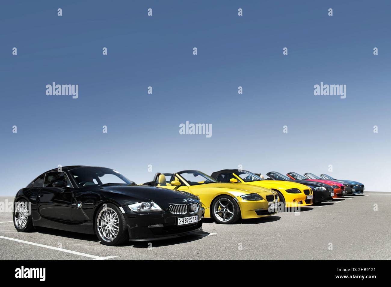 Kiev, Ukraine - May 22, 2021: Row of BMW Z4 cars on the background of ...