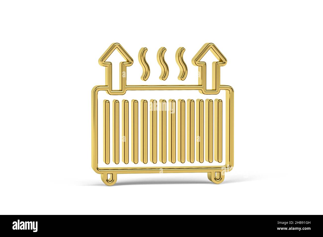 Golden 3d radiator icon isolated on white background - 3d render Stock ...