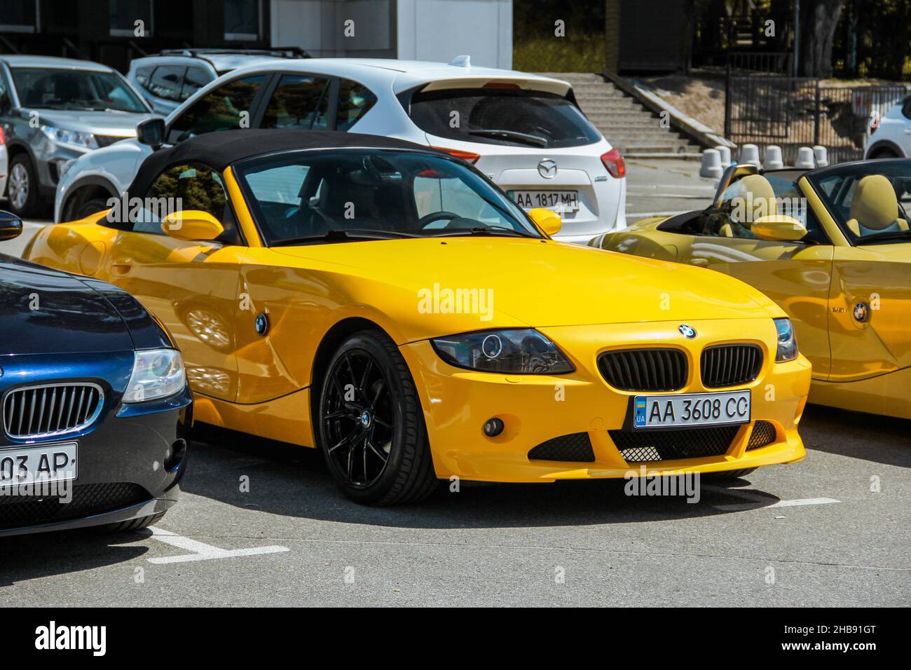 Kiev, Ukraine - May 22, 2021: Row of BMW Z4 cars in the city. Colored ...