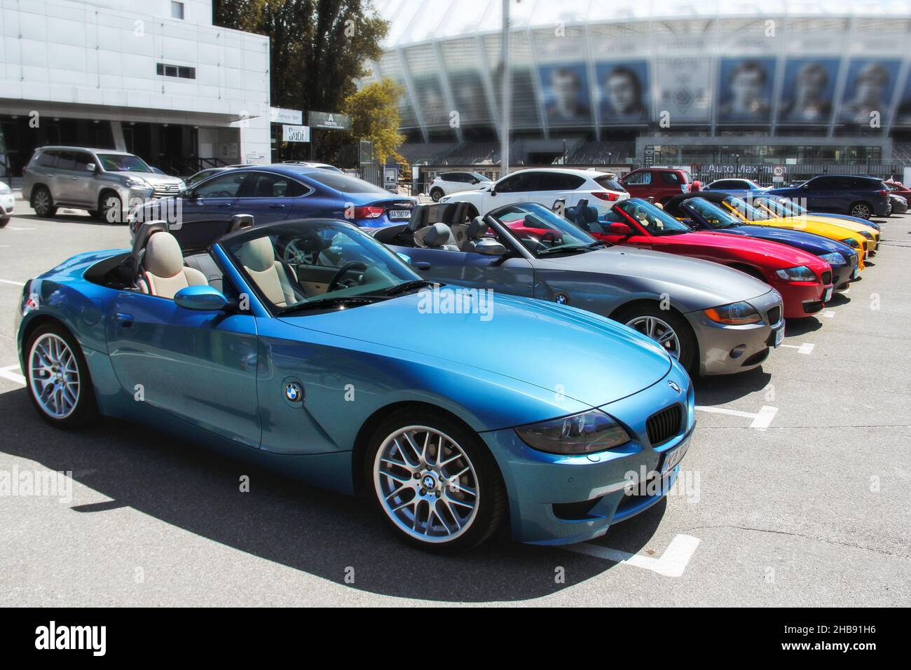 Kiev, Ukraine - May 22, 2021: Row of BMW Z4 cars in the city. Colored ...