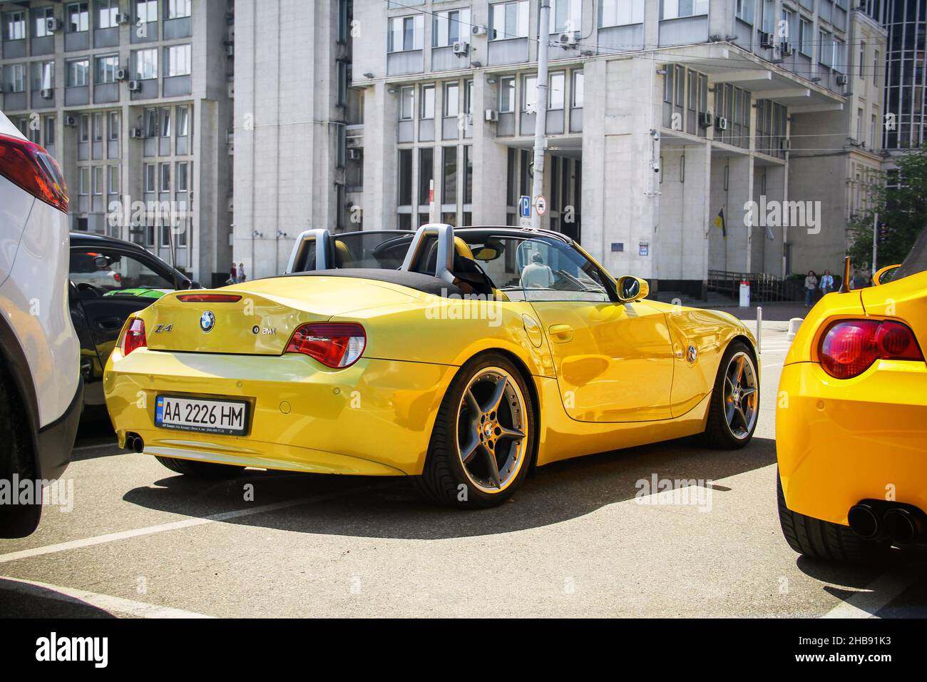 Kiev, Ukraine - May 22, 2021: Yellow German BMW Z4 Roadster parked in ...
