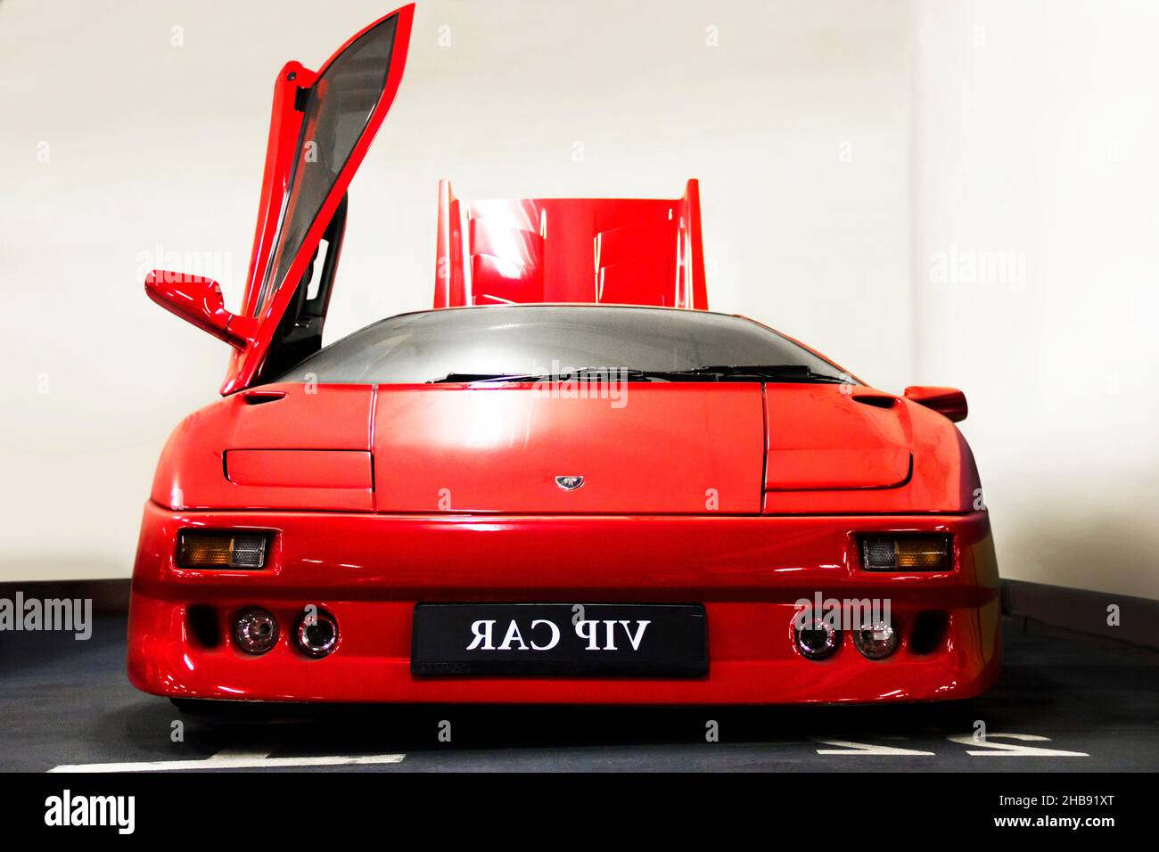 Kiev, Ukraine - May 22, 2021: Red luxury supercar Lamborghini Diablo ...