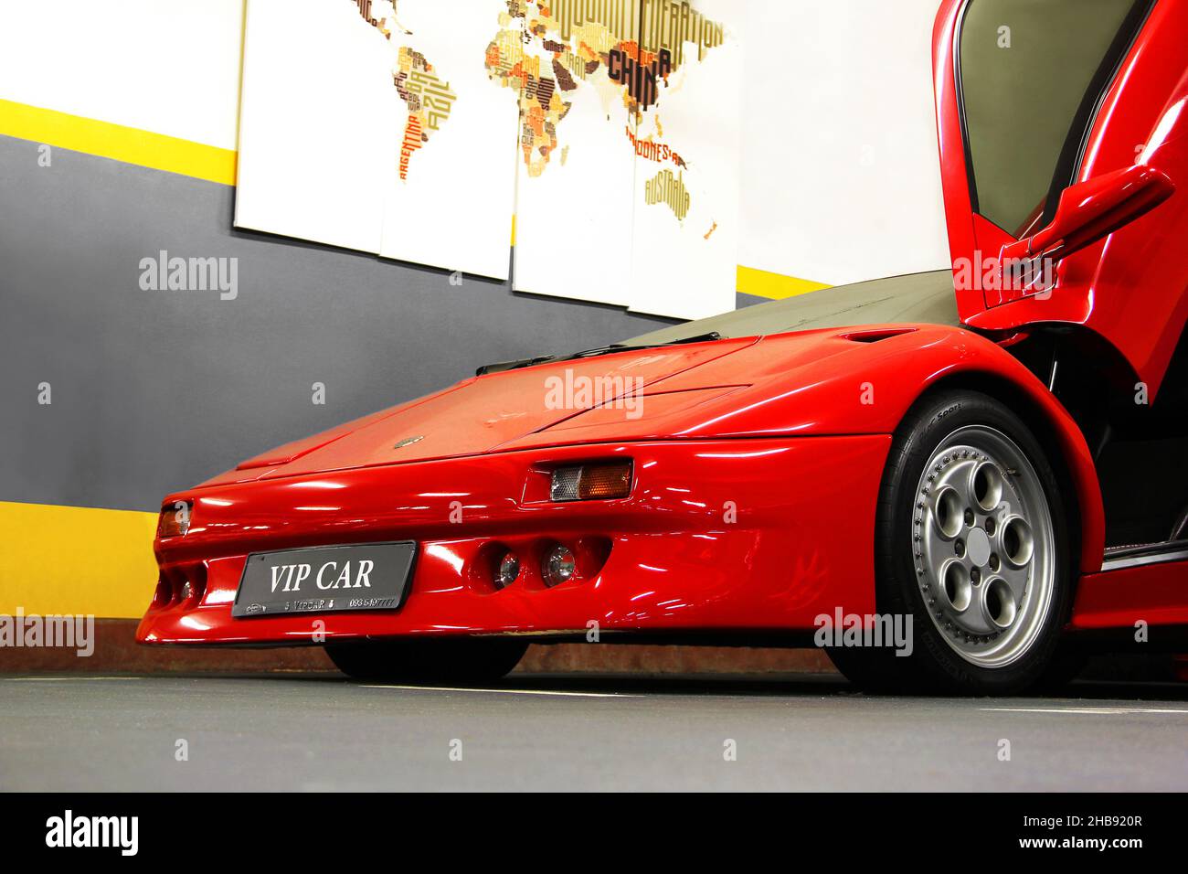 Kiev, Ukraine - May 22, 2021: Red luxury supercar Lamborghini Diablo ...