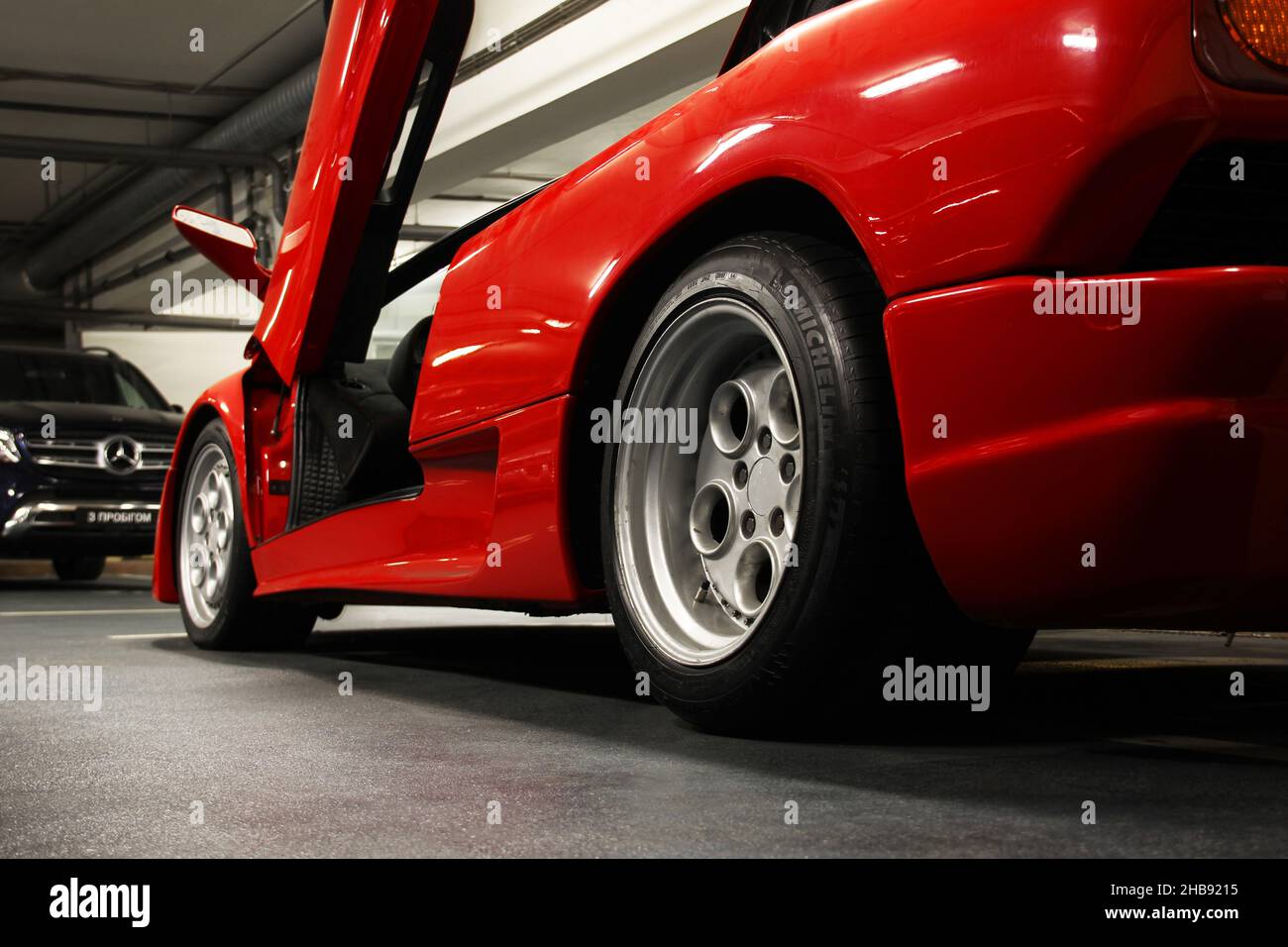 Kiev, Ukraine - May 22, 2021: Red luxury supercar Lamborghini Diablo ...