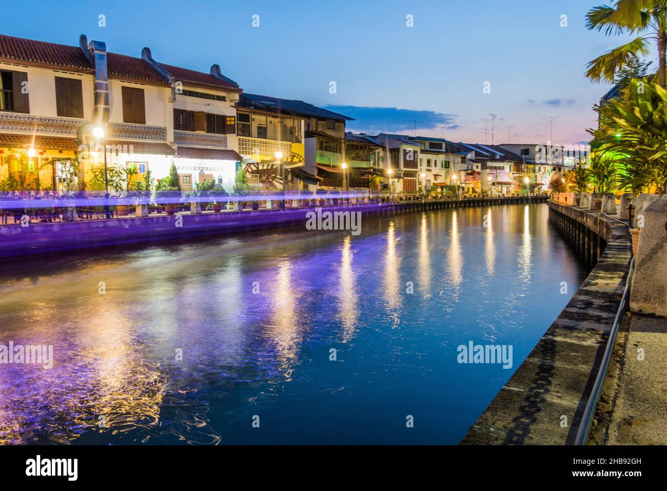 Evening view of the Malacca River in Malacca Melaka , Malaysia Stock ...